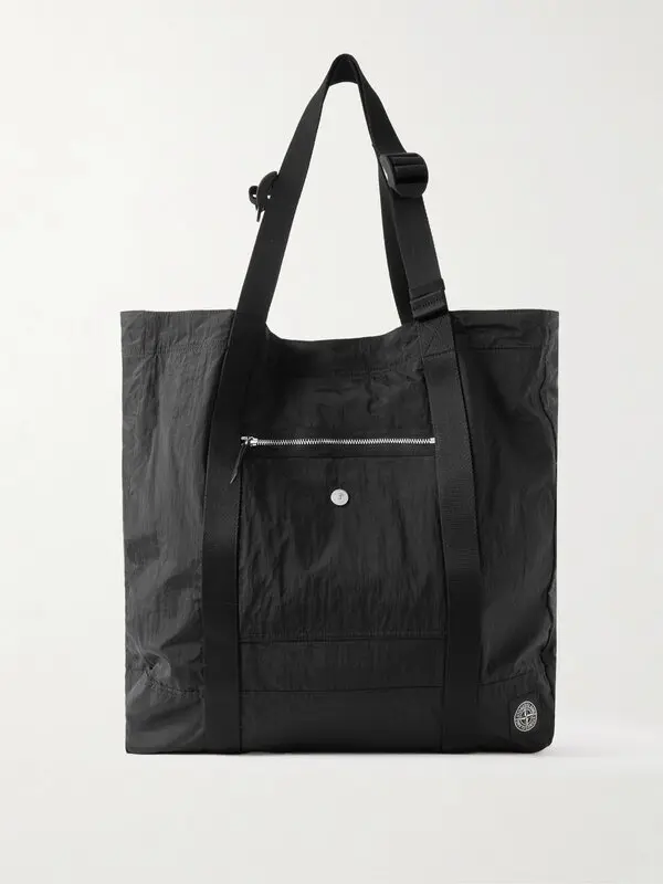 Stone Island Webbing-trimmed Recycled-shell Tote Bag - Black