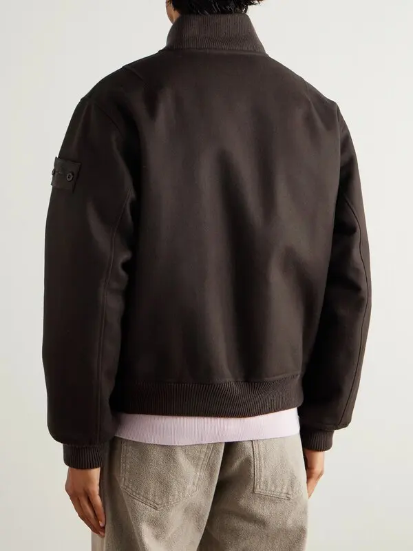 Stone Island Wool-blend Flannel Bomber Jacket