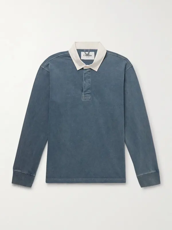 CORRIDOR Rugby Cotton-jersey Polo Shirt - Blue