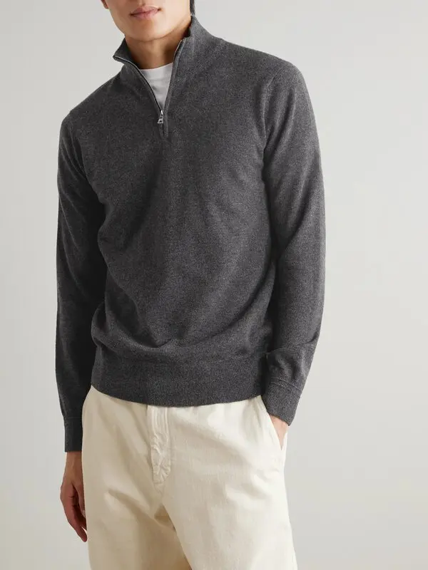 Mr P. James Cashmere Half-zip Sweater - Gray