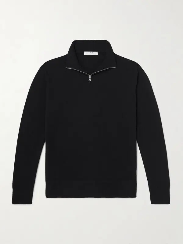 Mr P. James Cashmere Half-zip Sweater - Black