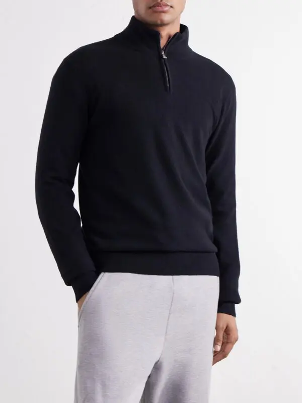 Mr P. James Cashmere Half-zip Sweater - Black