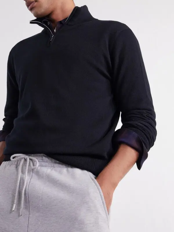 Mr P. James Cashmere Half-zip Sweater - Black