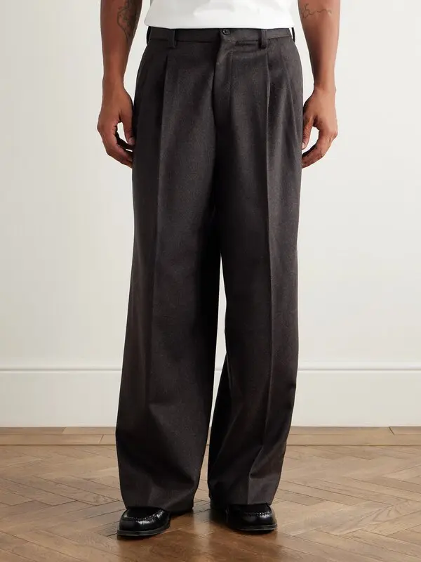 SSSTEIN Wide-leg Pleated Cashmere Trousers