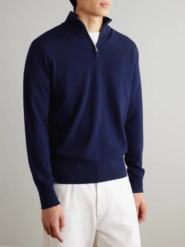 Mr P. James Cashmere Half-zip Sweater - Blue