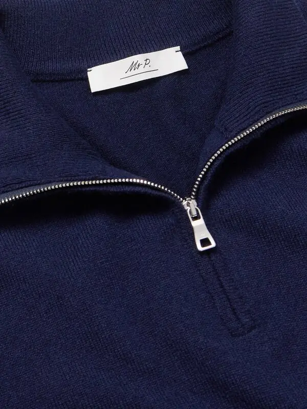 Mr P. James Cashmere Half-zip Sweater - Blue