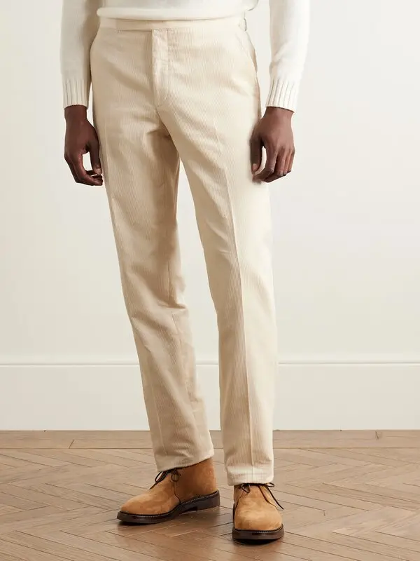 Ralph Lauren Purple Label Gregory Straight-leg Cotton-corduroy Trousers - Neutrals