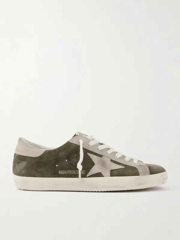 GOLDEN GOOSE Super-star Private Edition Distressed Suede Sneakers - Green