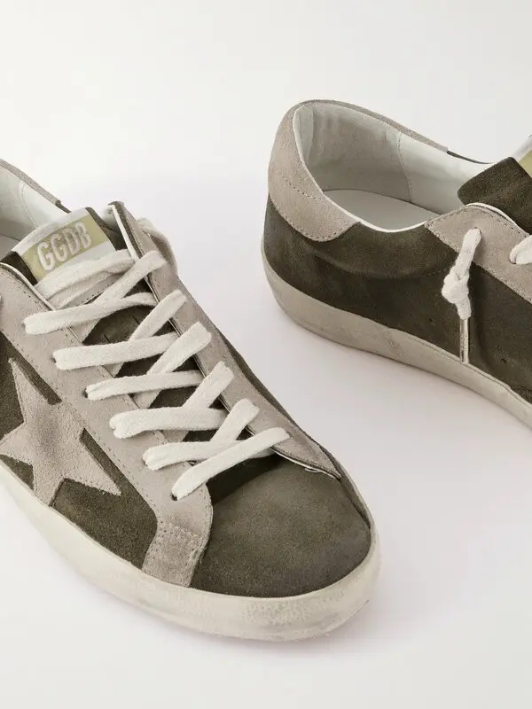 GOLDEN GOOSE Super-star Private Edition Distressed Suede Sneakers - Green