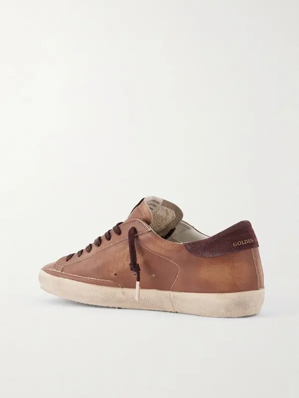 GOLDEN GOOSE Super-star Private Edition Distressed Leather Sneakers - Brown