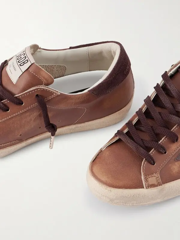 GOLDEN GOOSE Super-star Private Edition Distressed Leather Sneakers - Brown