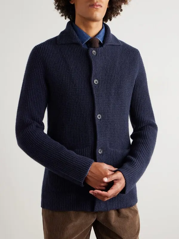 Rubinacci Cashmere Rib Knitted Cardigan