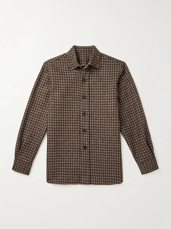 Rubinacci Checked Wool Shirt - Brown