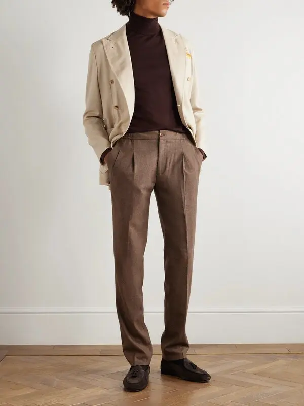Rubinacci Leisure Straight-leg Wool-flannel Trousers