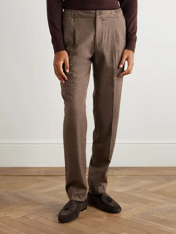 Rubinacci Leisure Straight-leg Wool-flannel Trousers