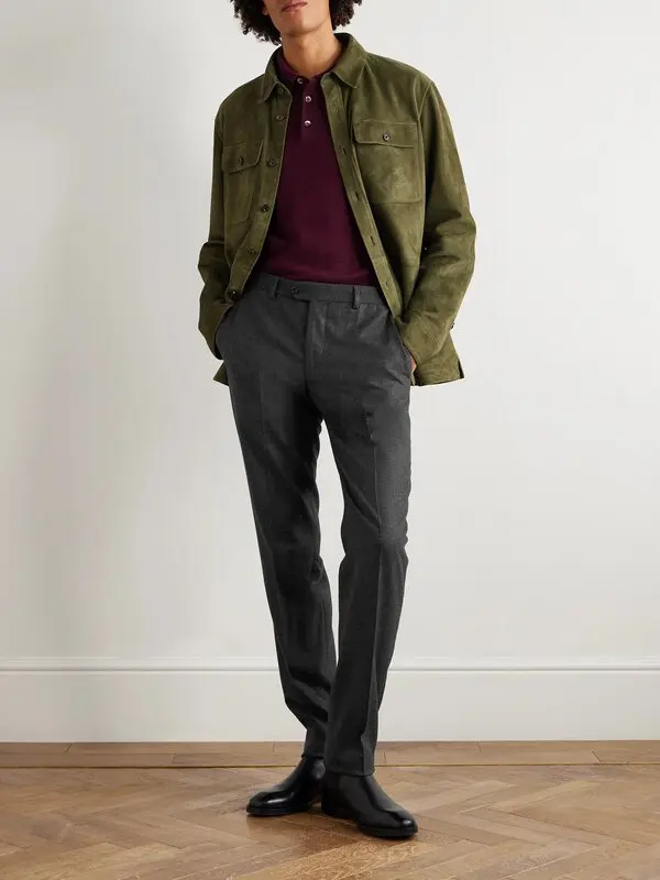 Rubinacci Luca Slim-fit Tapered Wool-flannel Trousers