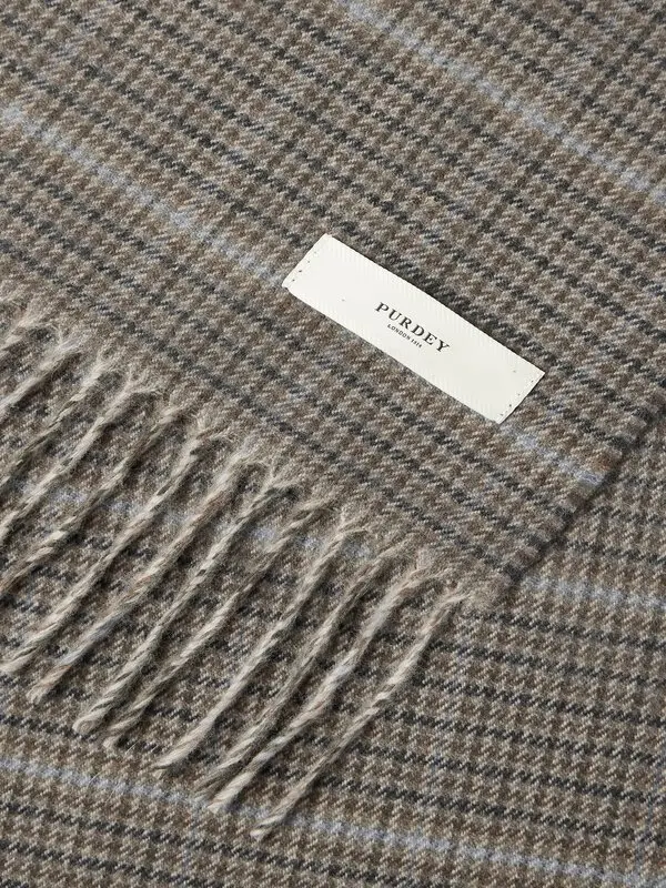 Purdey Tom Fringed Checked Wool And Cashmere-blend Scarf