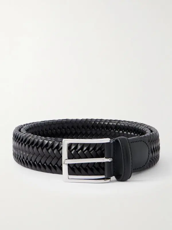 Rubinacci 3.5cm Woven Leather Belt - Black