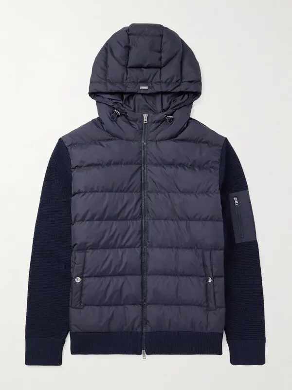 Herno Wool-sleeve Hooded Down Jacket