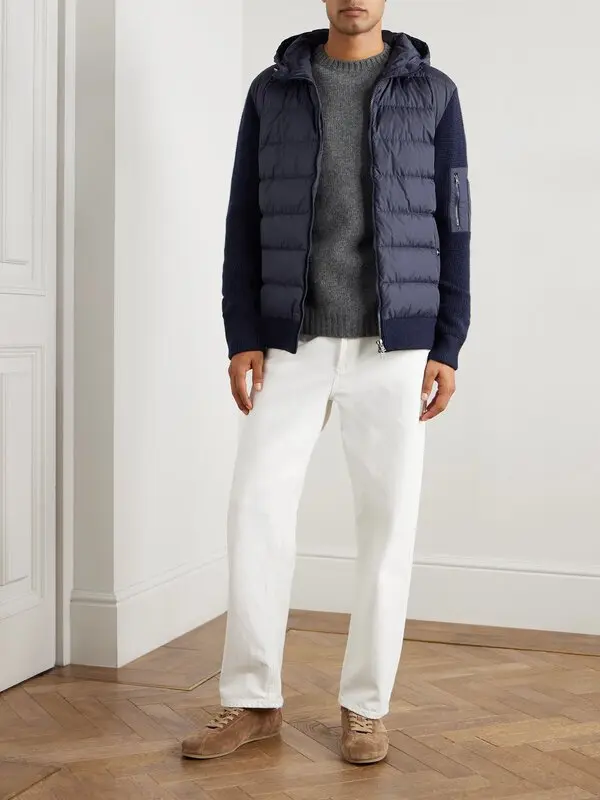 Herno Wool-sleeve Hooded Down Jacket