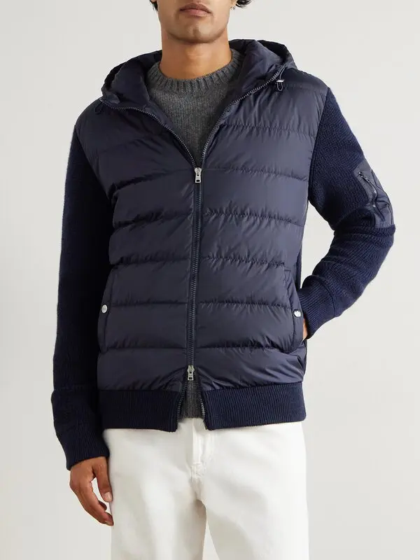 Herno Wool-sleeve Hooded Down Jacket - Blue
