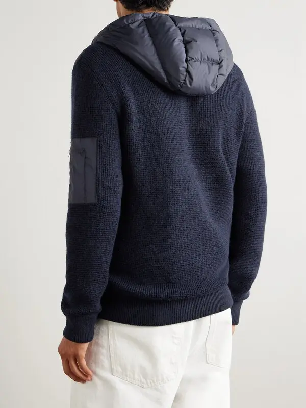 Herno Wool-sleeve Hooded Down Jacket - Blue