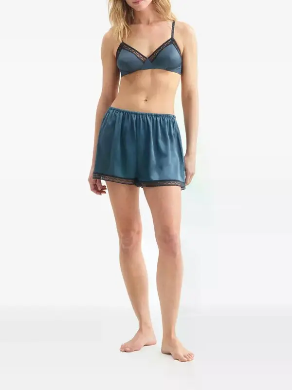 ERES Lace-trim Silk Pajama Shorts - Blue