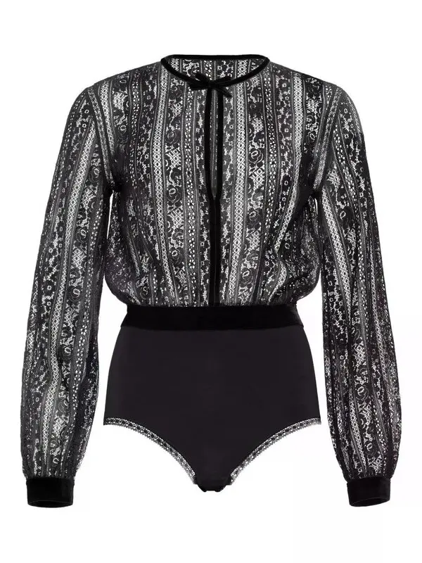 ERES Voltige Lace-panel Velvet Bodysuit