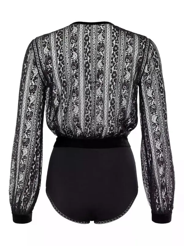 ERES Voltige Lace-panel Velvet Bodysuit