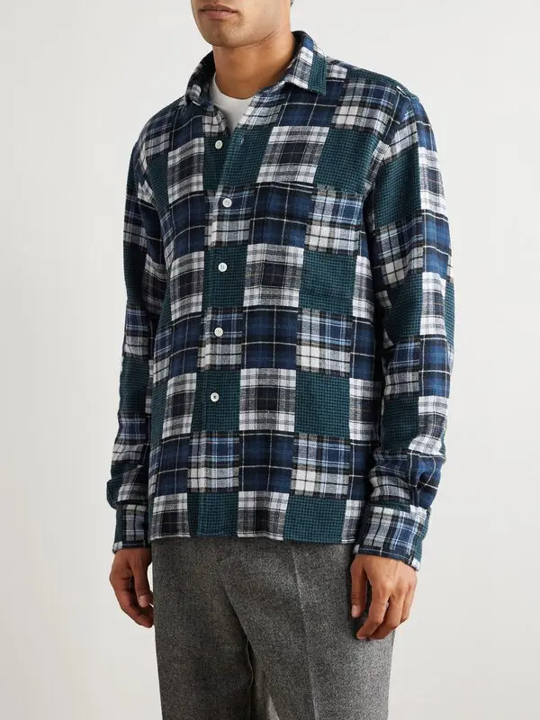 Hartford Patt Patchwork Checked Cotton Shirt