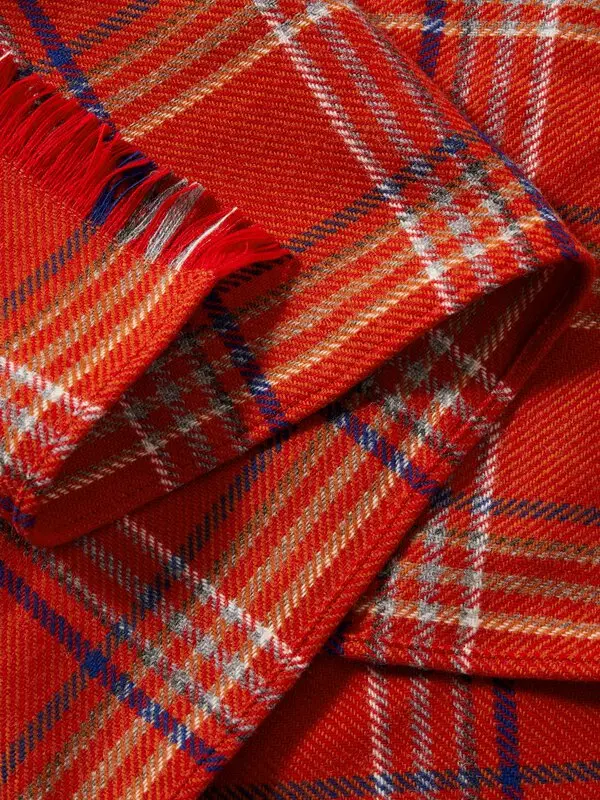 BODE Gable Checked Fringed Wool Scarf