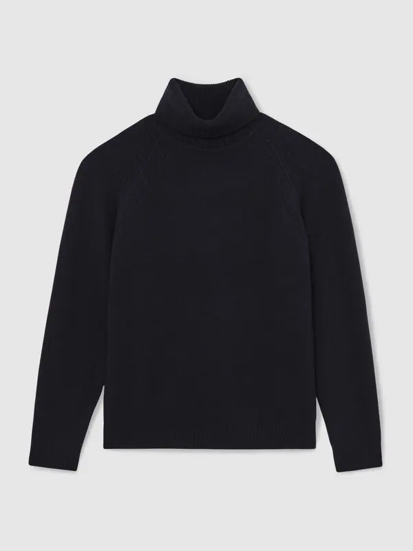 REISS Gosforth Wool-cashmere Roll-neck Jumper - Navy