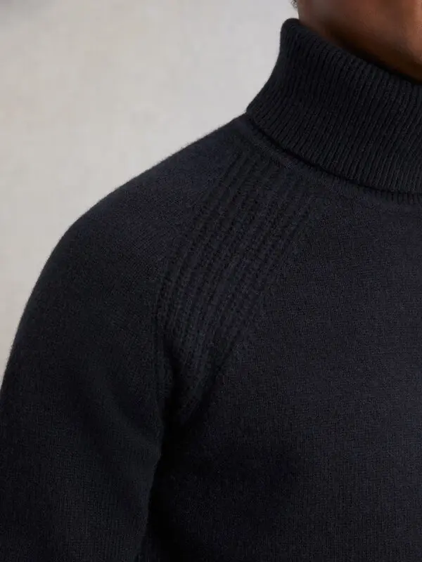 REISS Gosforth Wool-cashmere Roll-neck Jumper - Navy