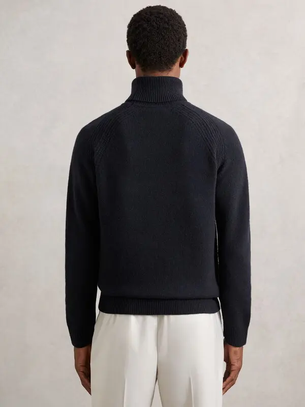 REISS Gosforth Wool-cashmere Roll-neck Jumper - Navy