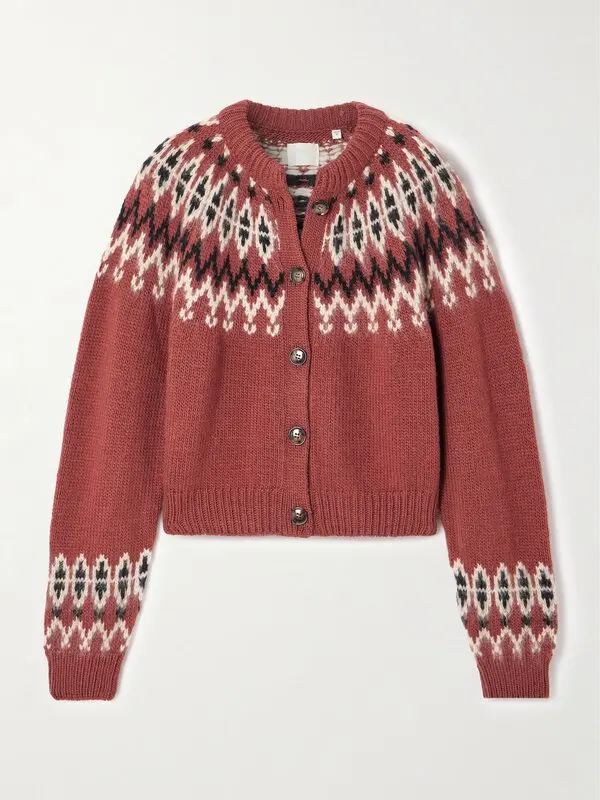 DÔEN Clarke Fair Isle Wool-blend Cardigan - Burgundy
