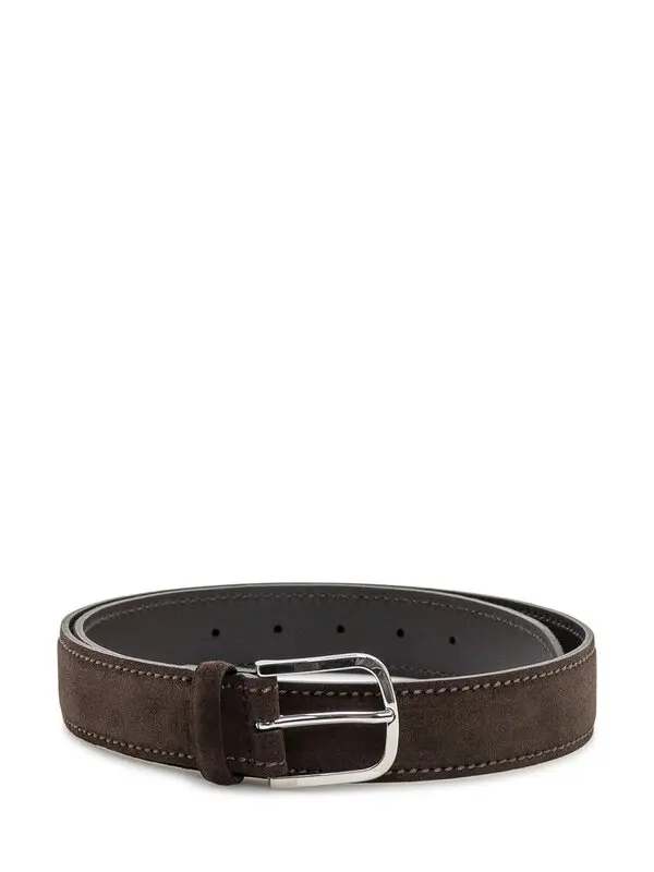 ORTIGNI Suede Leather Belt With Buckle - Brown