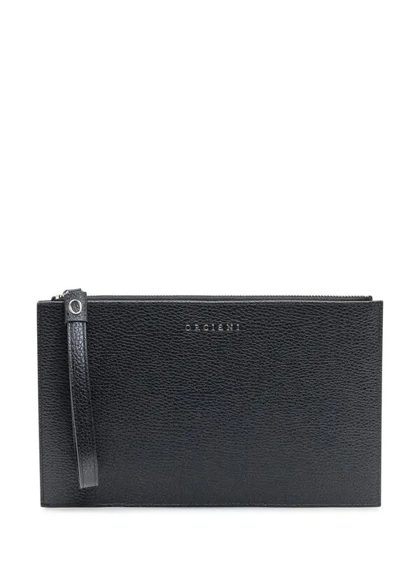 ORTIGNI Hammered Leather Clutch - Black
