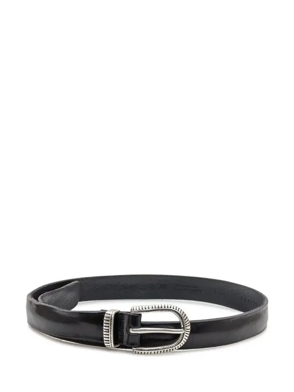 ORTIGNI Leather Belt With Decorated Buckle - Black