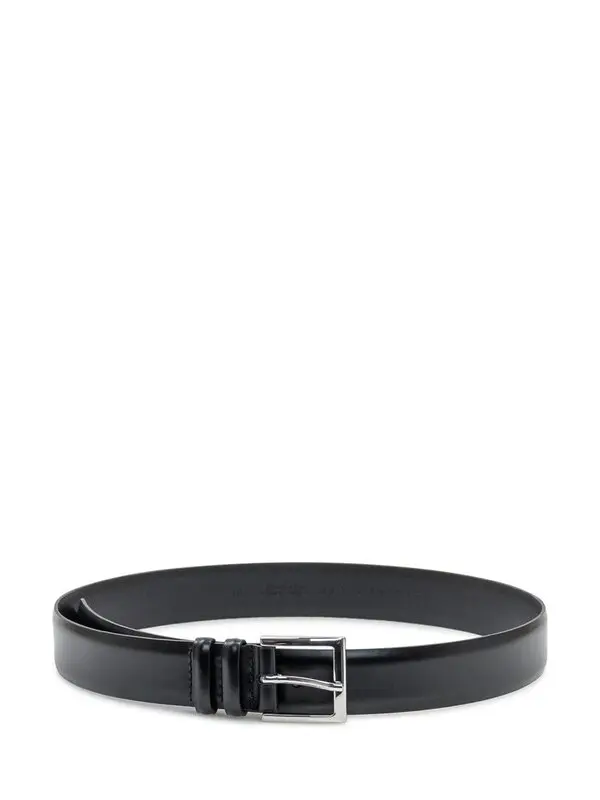 ORTIGNI Leather Belt With Metallic Buckle - Black