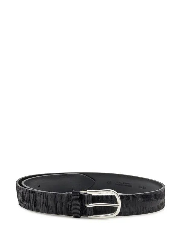 ORTIGNI Textured Leather Belt - Black