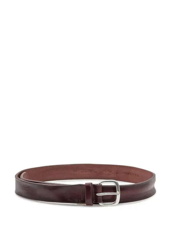 ORTIGNI Leather Belt With Metal Buckle - Brown