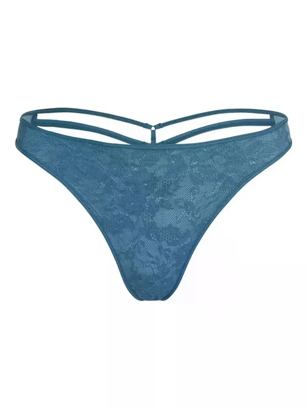 Marlies Dekkers Lace-detail Brazilian Thong - Blue
