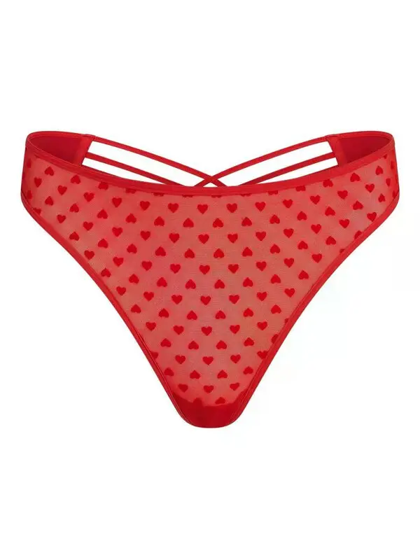 Marlies Dekkers Heart-print Cross-strap Thong - Red