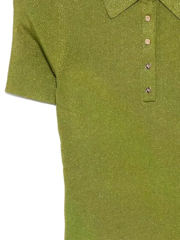 Karl Lagerfeld Lurex Knitted Polo Top