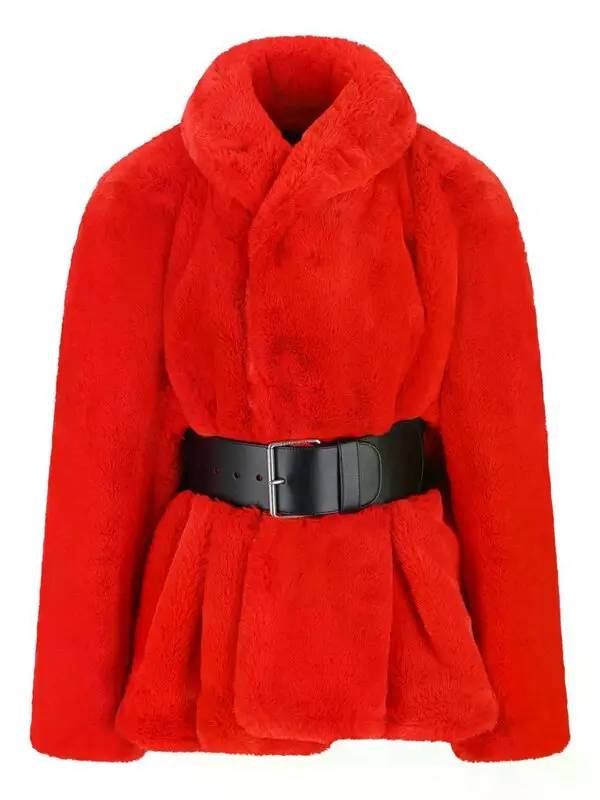 Balenciaga Belted Faux Fur Jacket