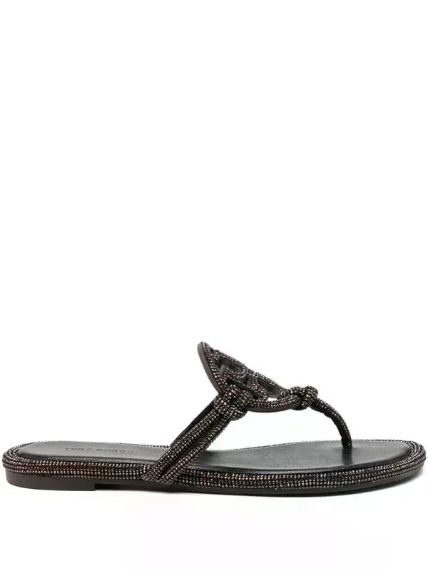 Tory Burch Crystal Embellished Sandals - Brown