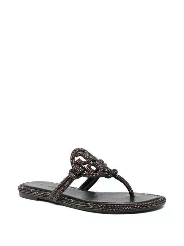 Tory Burch Crystal Embellished Sandals - Brown