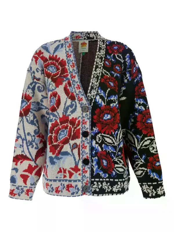 Farm Rio Mixed Valentina Floral Button Cardigan - Black