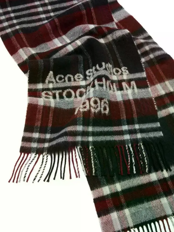 Acne Studios Plaid Logo Scarf