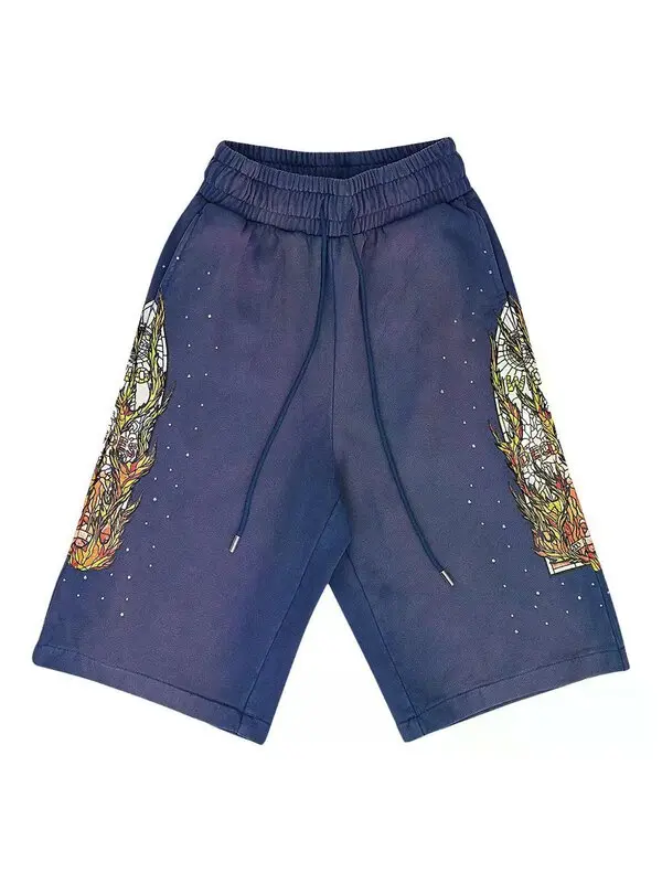 WHO DECIDES WAR Graphic Print Drawstring Shorts